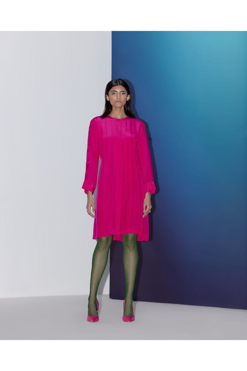 HOT PINK BOX PLEAT DRESS – WAREHOUSE