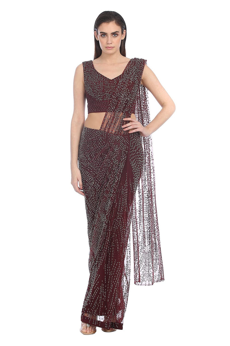 HEAVILY EMBELLISHED OPEN SAREE – WAREHOUSE